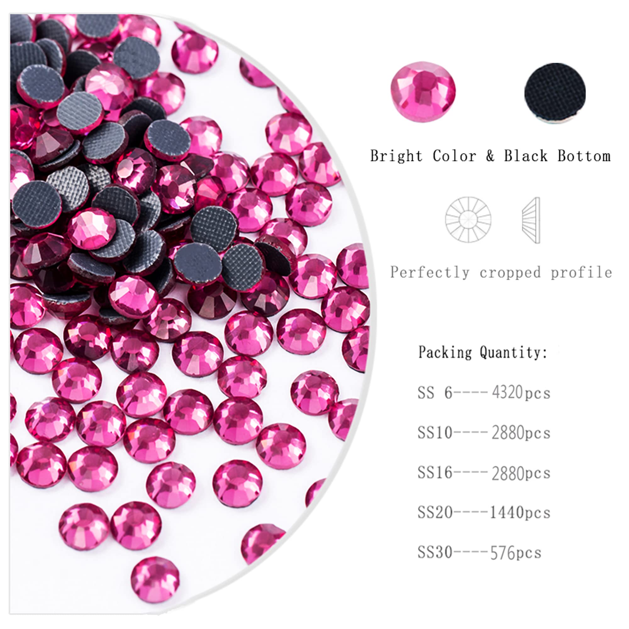 Snapklik.com : 2880PCS Hotfix Rhinestone Crystals, SS16 4mm Rose Red ...