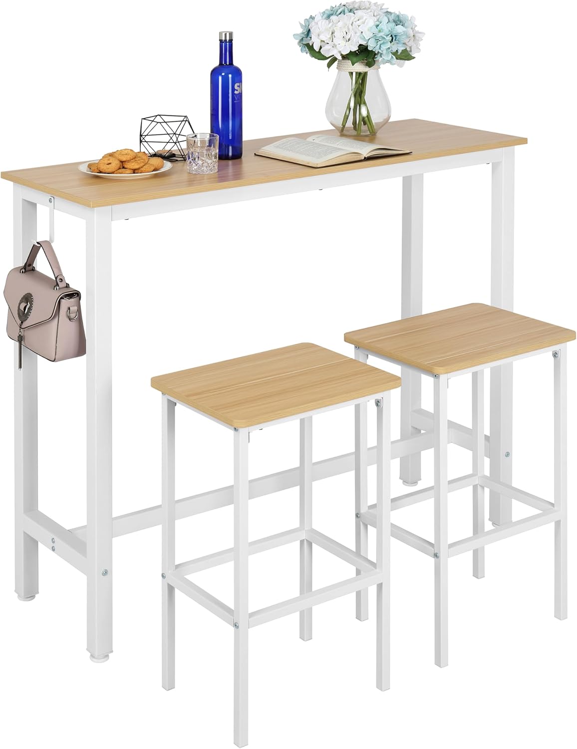 Amazon.com: Finnhomy 47" Industrial Bar Table Set with 2 Stools ...