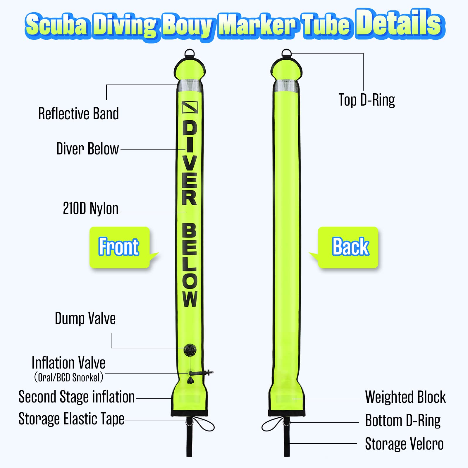 Snapklik.com : 4FT High Visible Diving Surface Marker Buoy (SMB ...