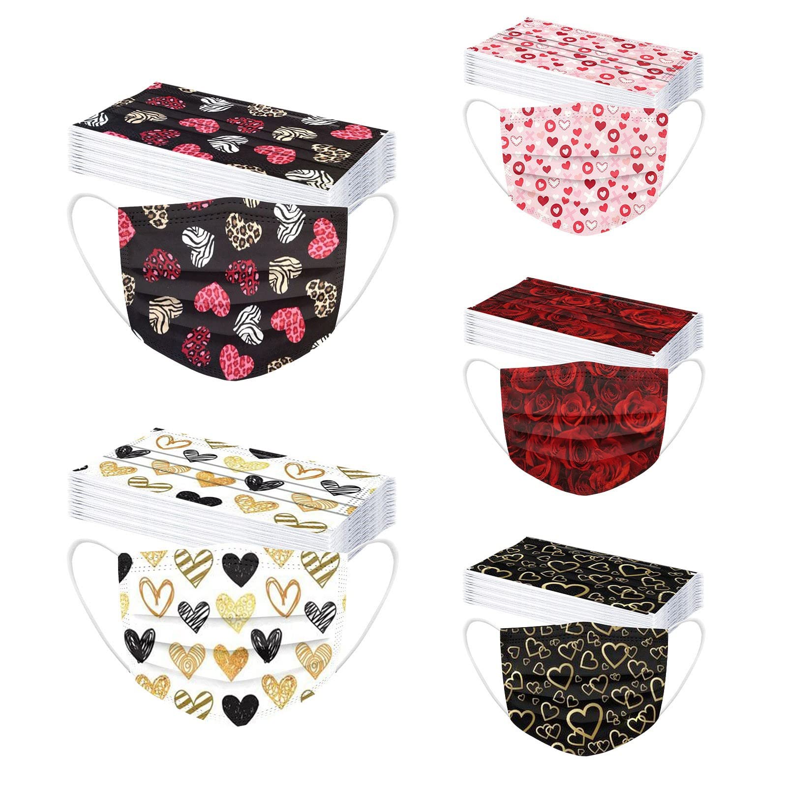 Amazon.com: GOGCIAO Valentines Day Disposable Face Cover for Adults ...