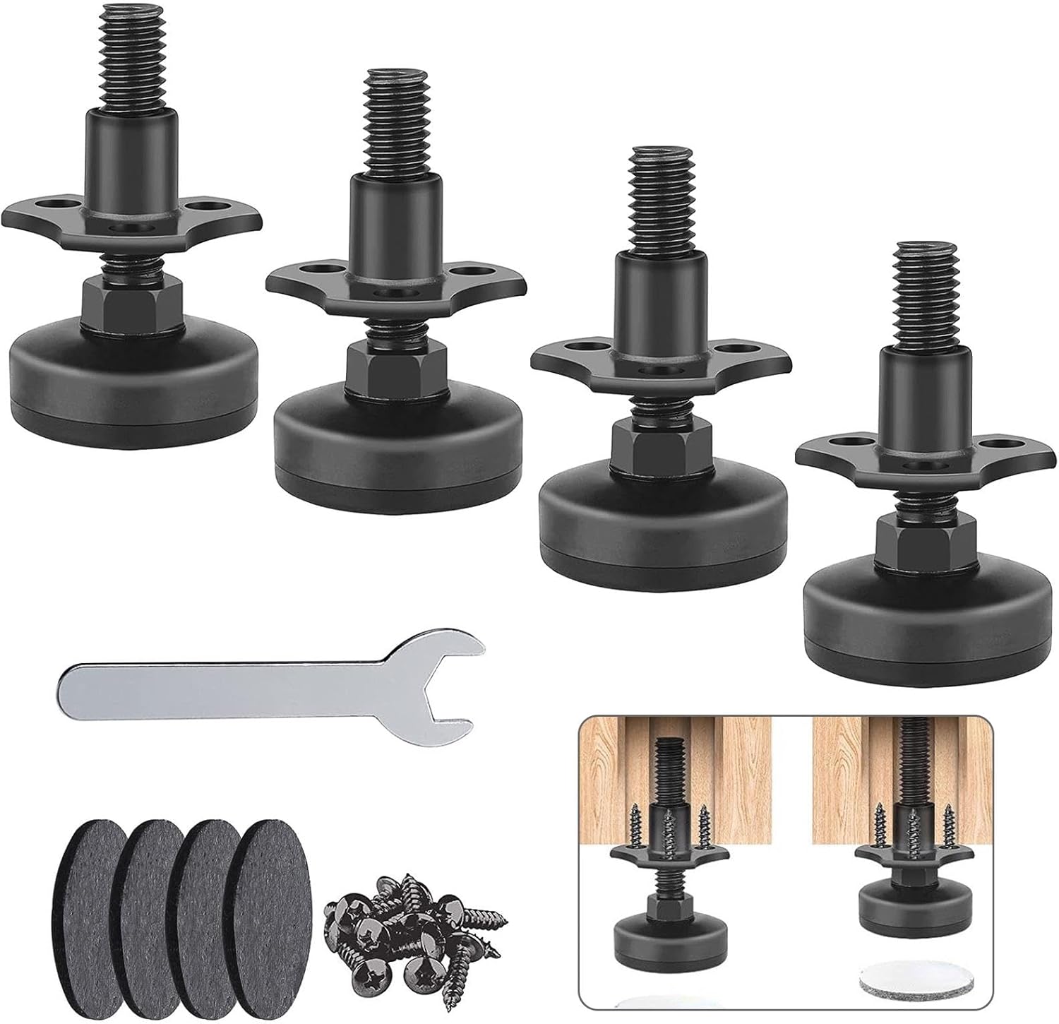 Amazon.com: homfanseec Adjustable Leveling Feet Furniture Levelers 4pcs ...