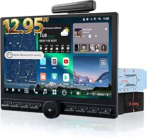 Amazon.com: 12.95" QLED Single Din & Double Din Android Car Stereo, Flexview Display with Knob ...