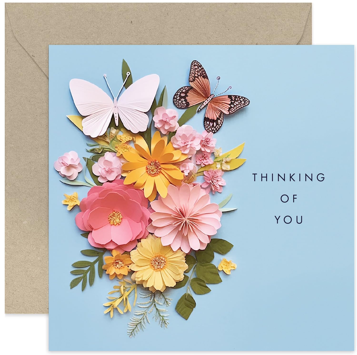 Old English Co. Thinking Of You Card for Her - Blue Flower Butterfly ...