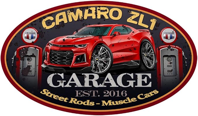 Amazon.com: 2016 2017 2018 Camaro ZL1 ZL-1 GARAGE SIGN Wall Art Graphic ...