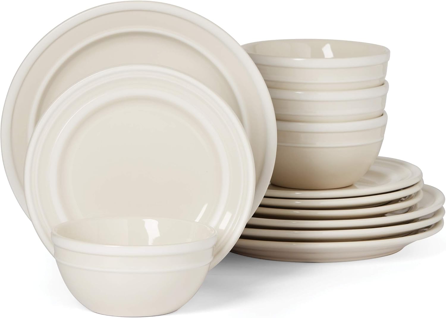 Amazon.com | Kate Spade 893631 Sculpted Stripe Cream 12-Piece Dinner ...