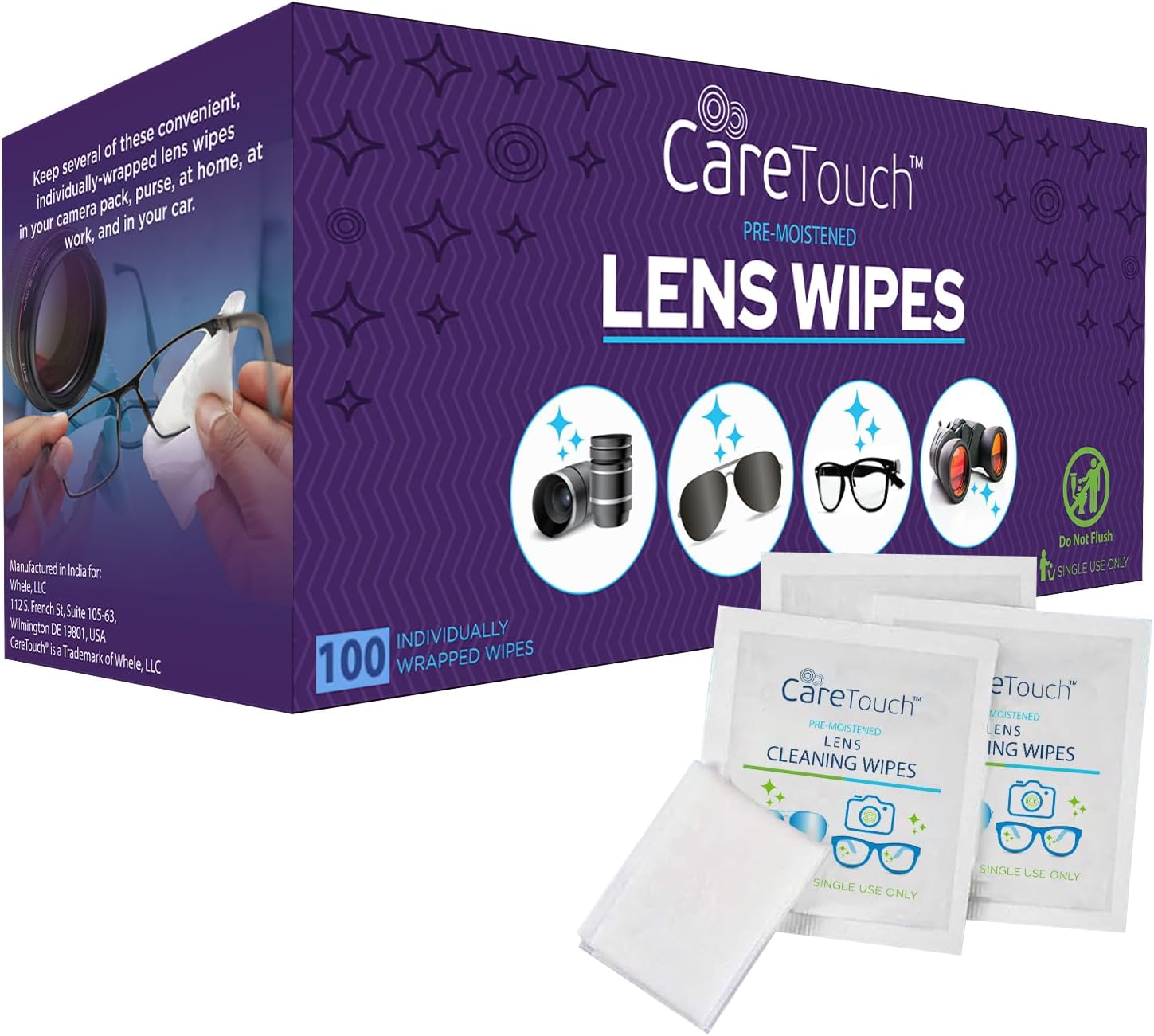 Amazon.com: Care Touch Lens Wipes for Eyeglasses- 100 Count ...