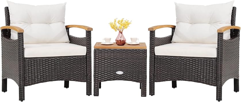 Tangkula 3-Piece Patio Furniture Set, Patiojoy Outdoor Rattan Sofa Set ...
