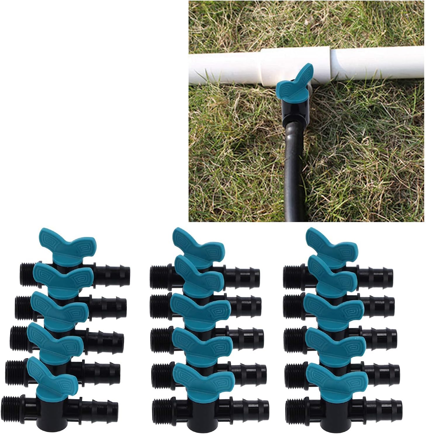 Irrigation Shut Off Valve, 50PCS 25x1/2in Male Thread Irrigation Ball ...
