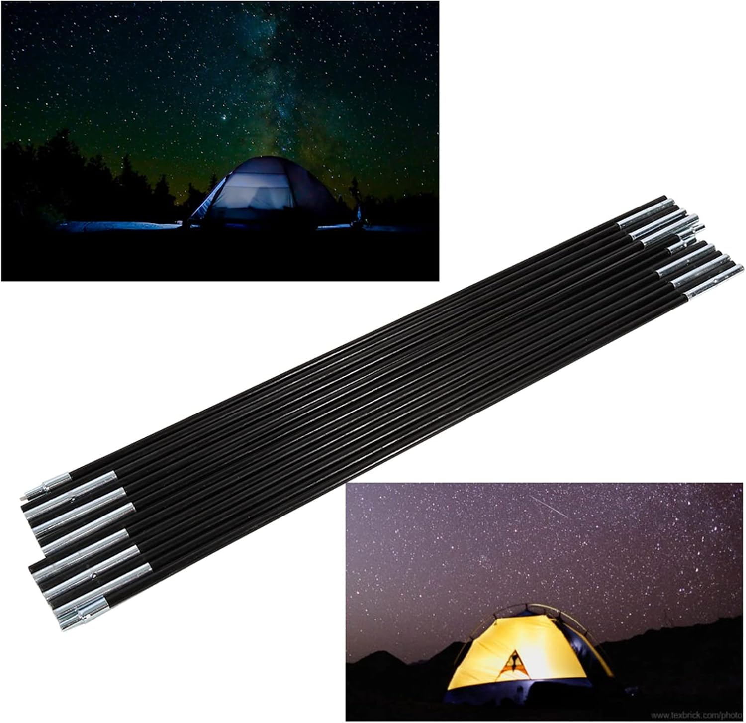 Amazon.com: Tent Replacement Poles Fiberglass, 1 Set 2 Pcs Outdoor ...