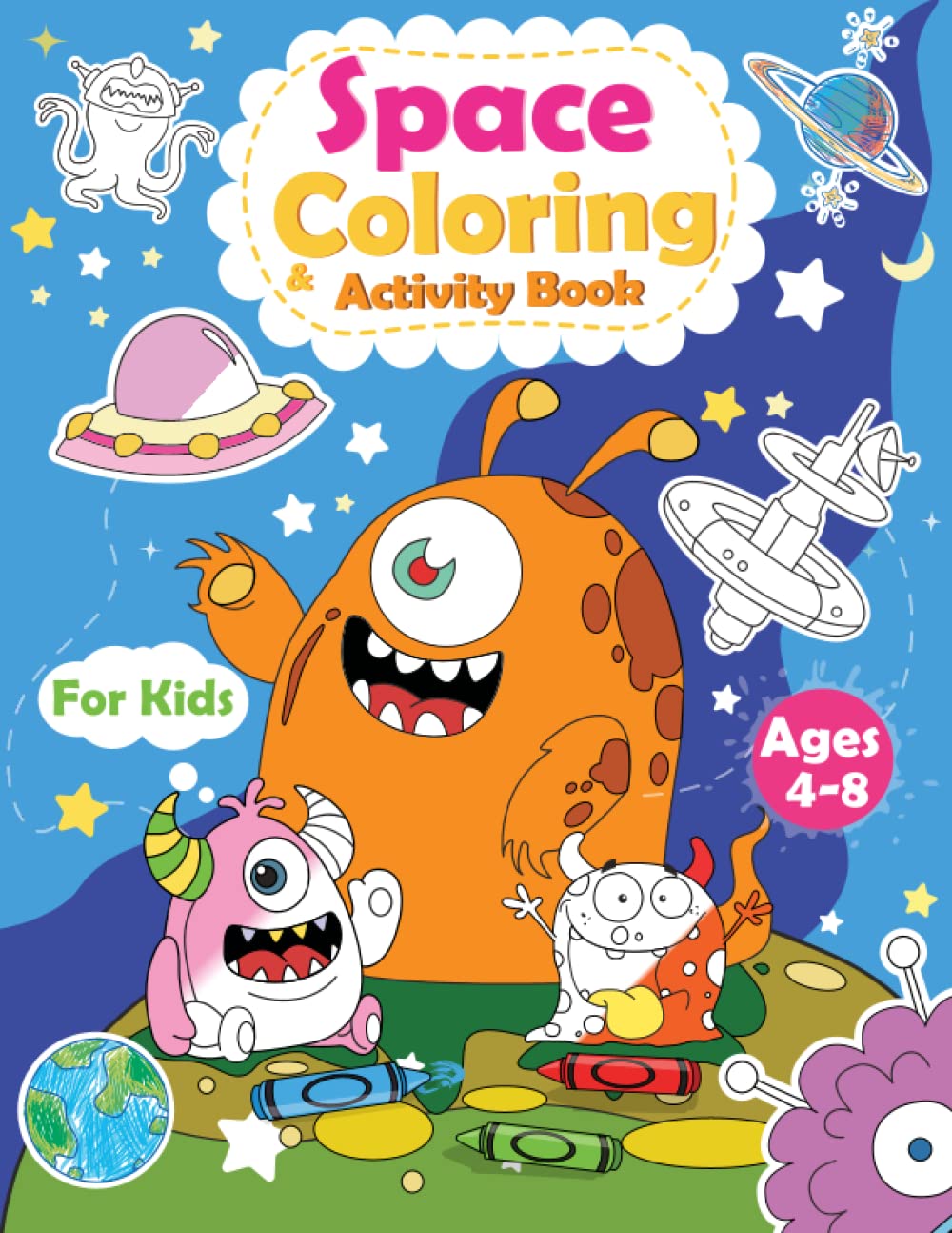 Buy Space Coloring & Activity Book For Kids Ages 4-8: Jumbo Coloring ...