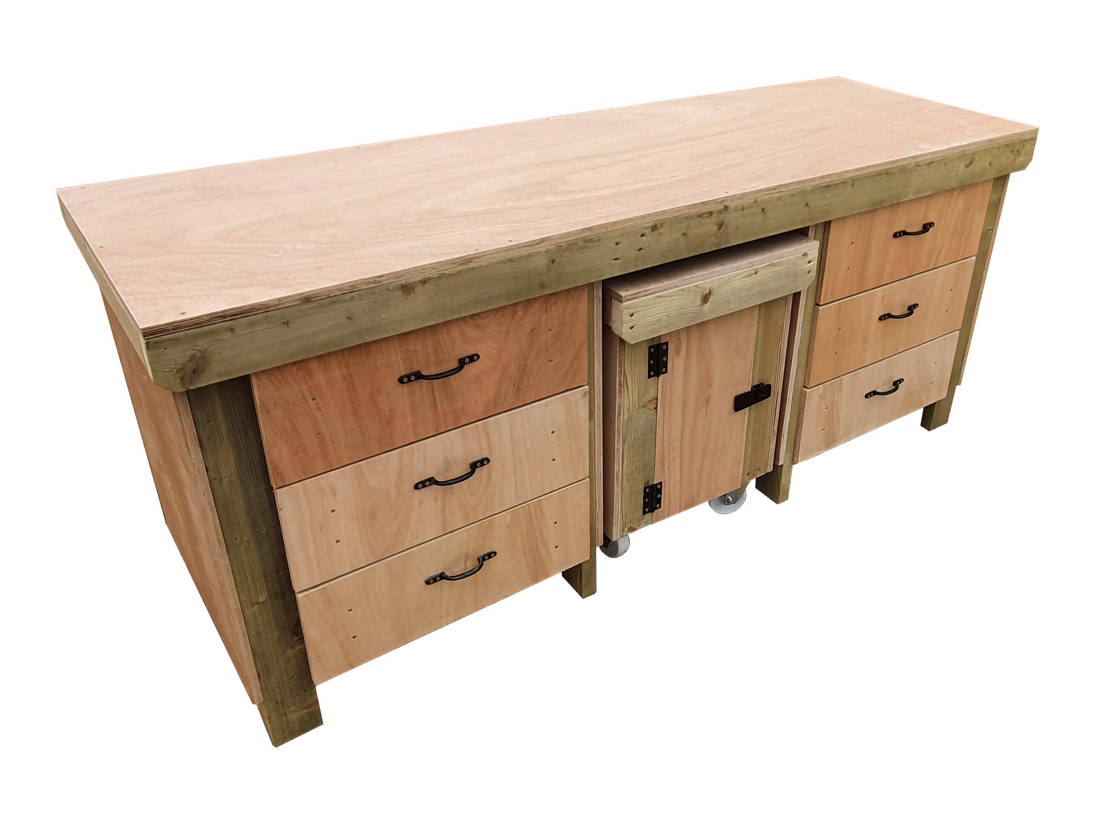 Buy Wooden Work Bench With Drawers and Functional Lockable Cupboard ...