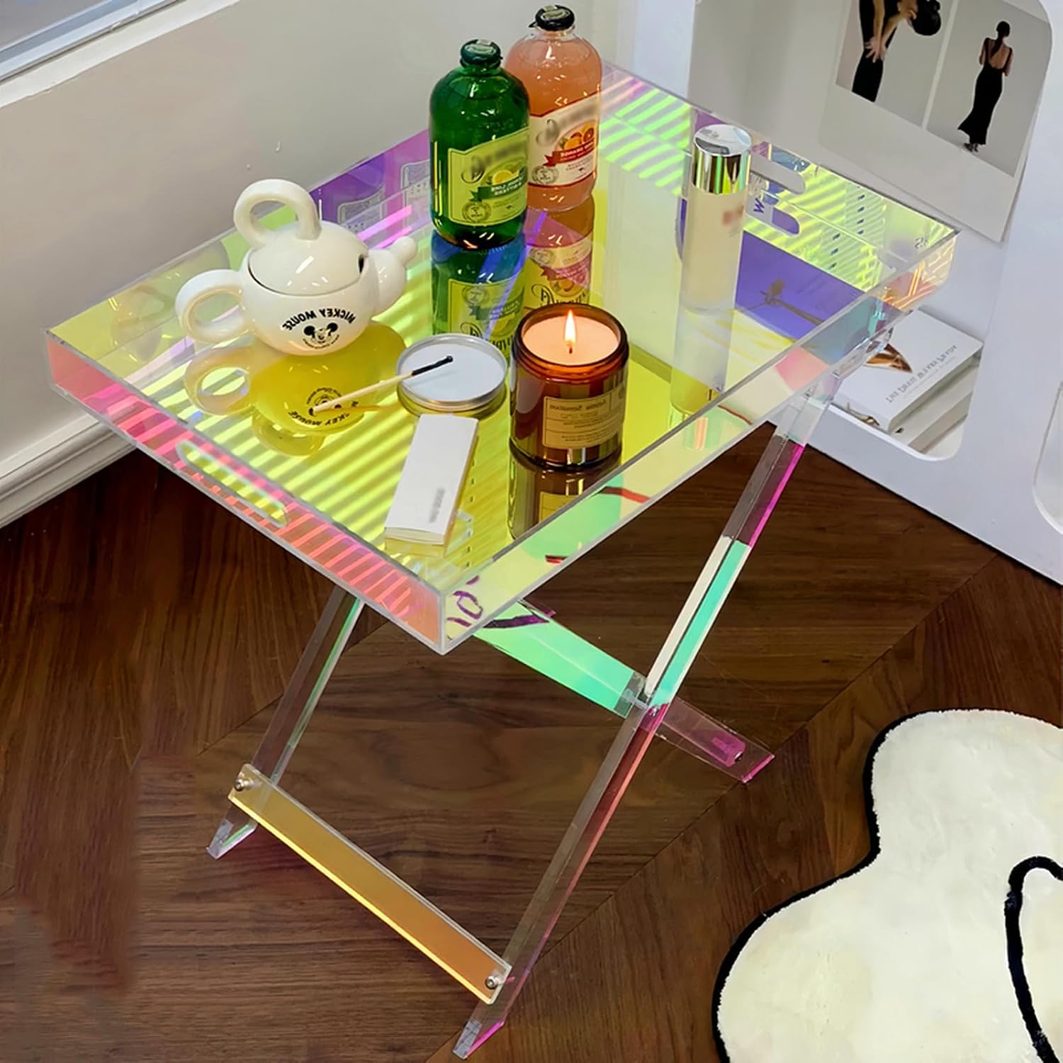 Amazon.com: Topjia Acrylic Folding Tray Table,Clear Plastic Acrylic ...