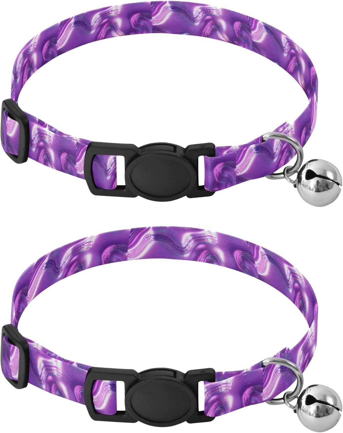 Amazon.com : PYBUG Adjustable Purple Texture Pet Collar with Bell, Soft ...