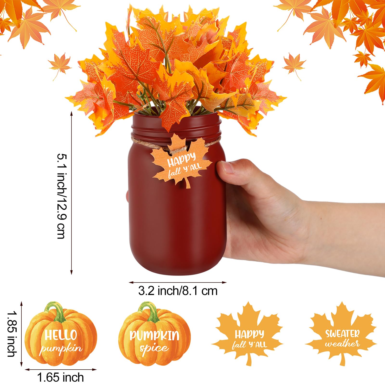 Snapklik.com : Pinkunn 4 Sets Fall Mason Jar Decor Farmhouse Harvest ...