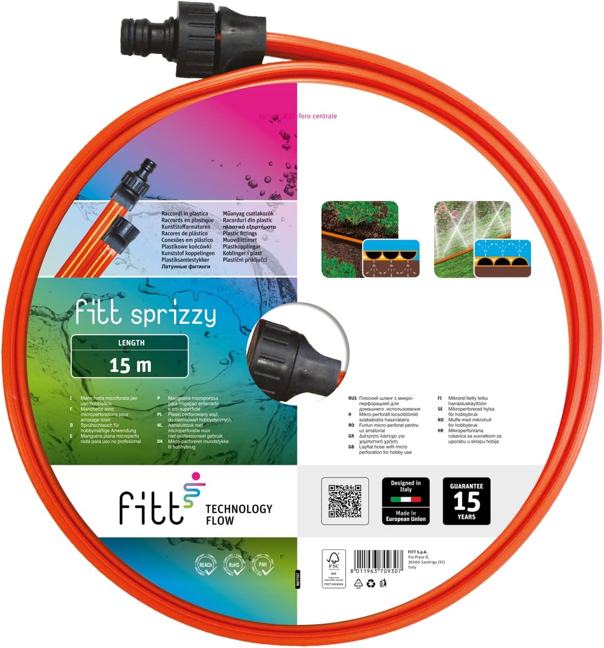 FITT SPRIZZY 15 m - 3-Wege-Sprühschlauch mit Mikrolöchern, ideal für ...