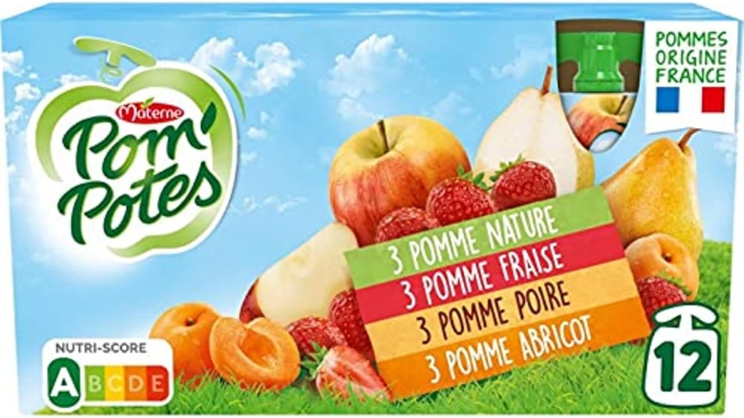 Materne Pom'potes multivarietes 12x90g. (3 pomme fraise + 3 pomme ...