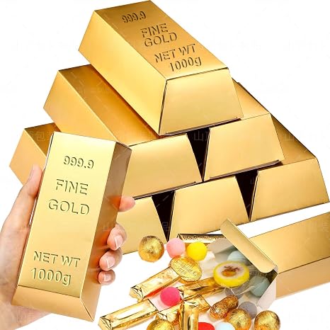 Amazon.com: 24Pcs Gold Bar Party Foil Favor Boxes Paper Golden Favor ...