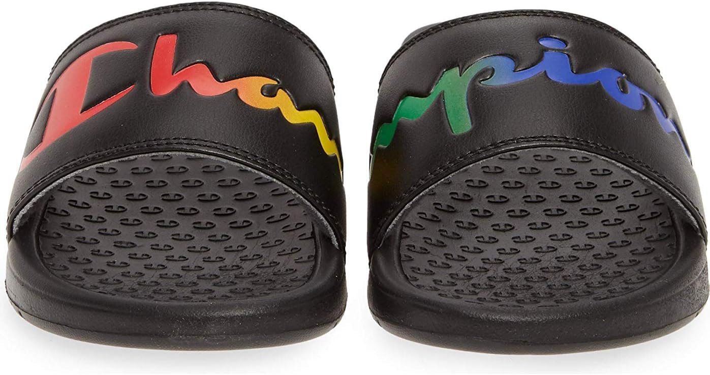 Amazon.com | Champion Super Slide Split Script Black 5 M | Slides