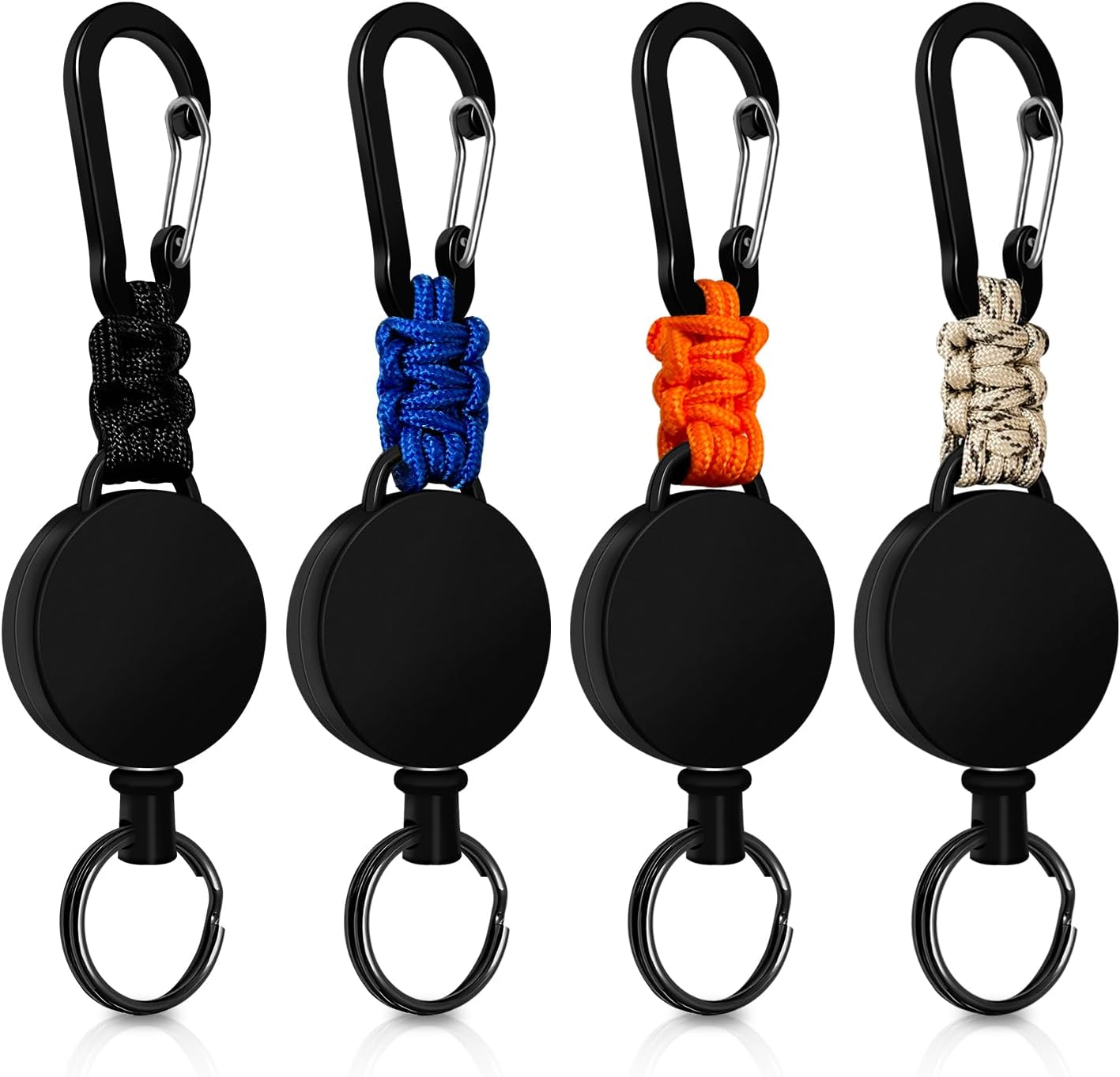 Amazon.com : Retractable Keychain 4 Pieces Heavy Duty Carabiner Badge ...