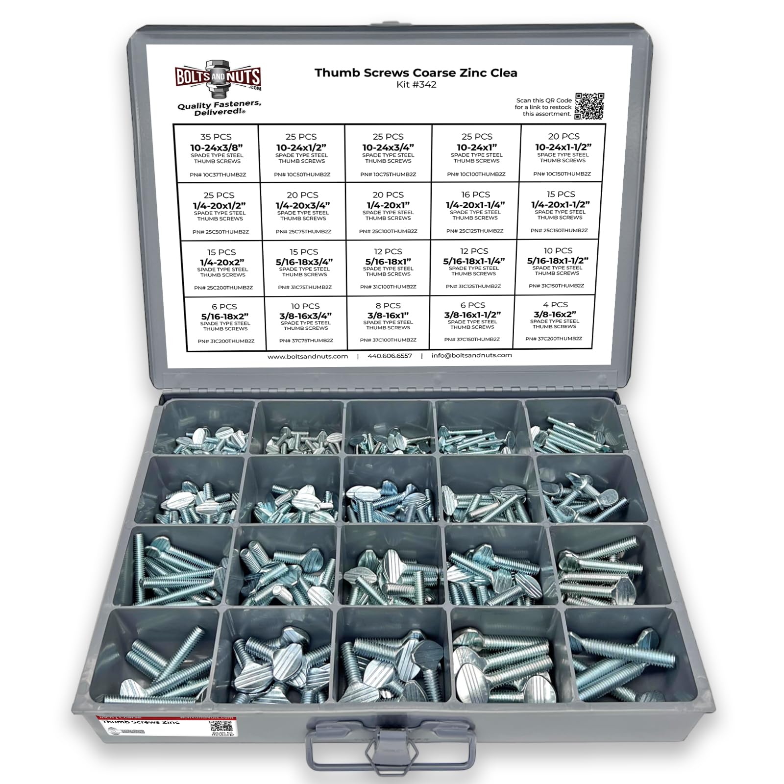 Spade Type Thumb Screws Coarse Zinc Clear Assortment - 325 Pieces ...