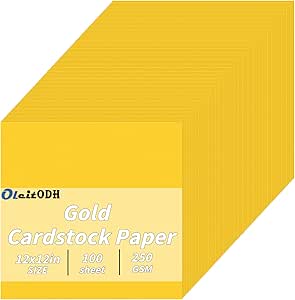 Amazon.com : Gold Yellow Cardstock Paper Bulk 12'' x 12'', 100 Sheets ...