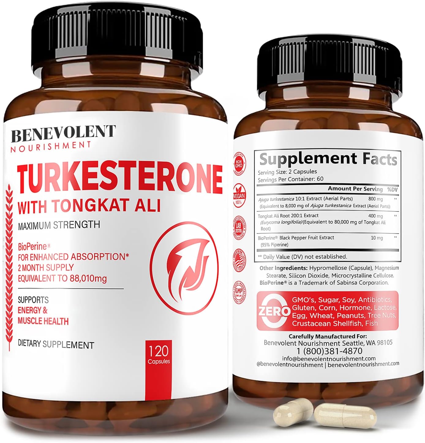 Amazon.com: Turkesterone 8,000mg + Tongkat ali 80,000mg + BioPerine ...