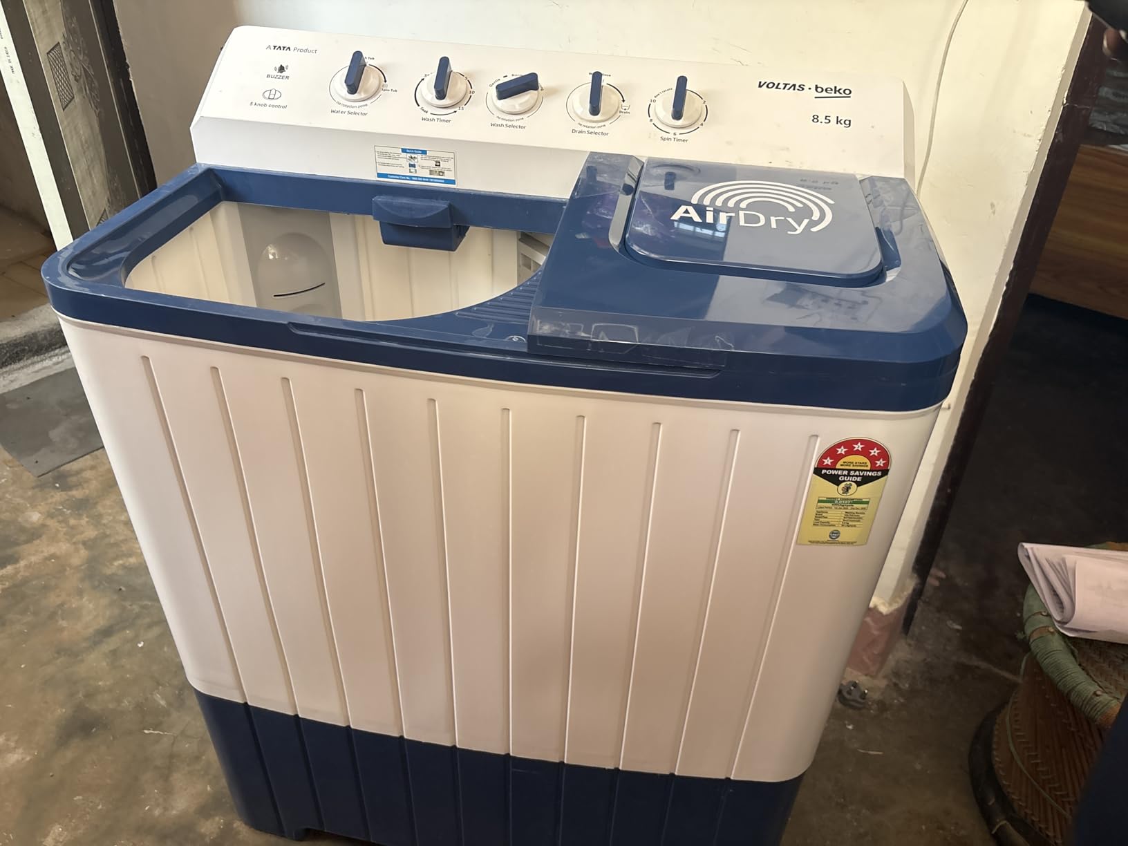 Voltas Beko, A Tata Product 8.5 Kg 5 Star Semi-Automatic Top Loading ...