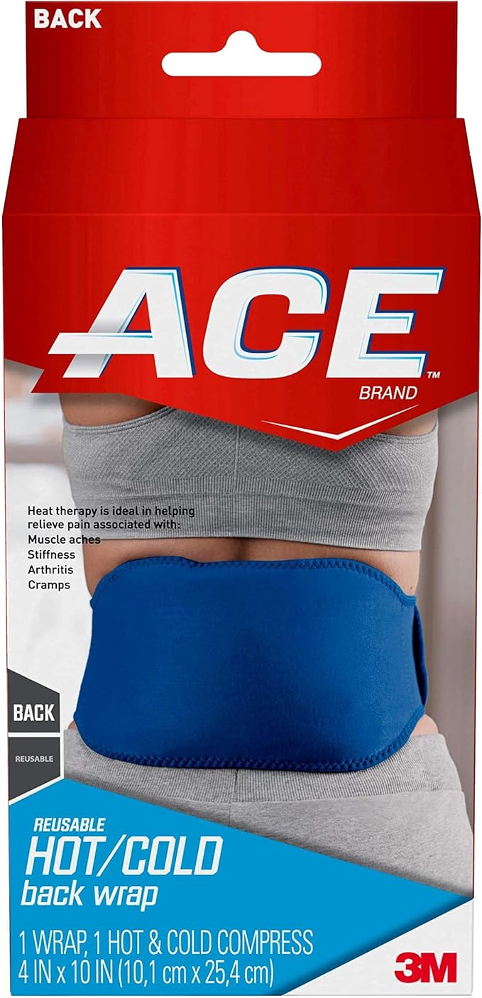 Amazon.com: ACE Brand Cold/ Hot Compress Back Wrap, Blue, 1/Pack ...