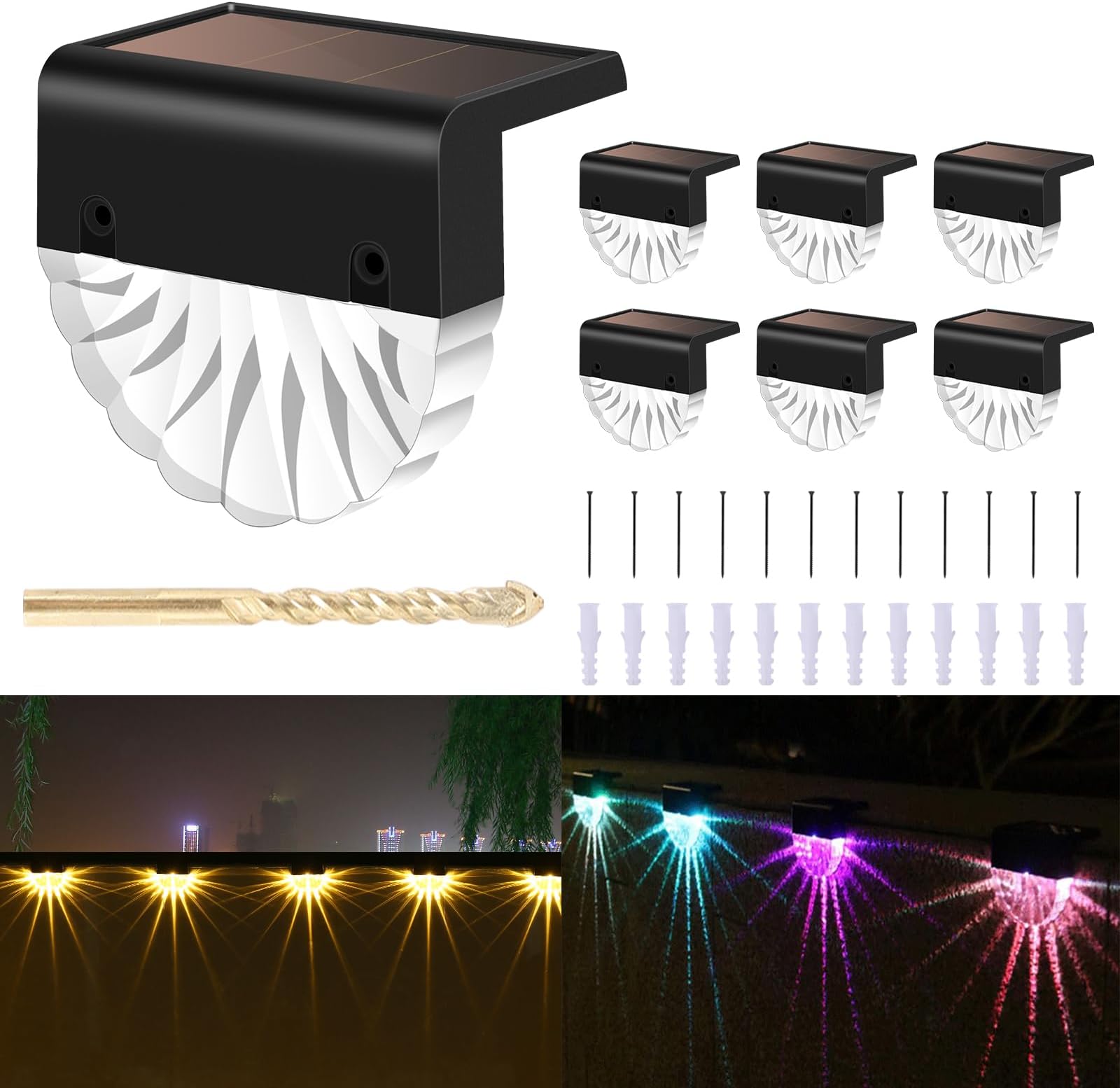 Solar Deck Lights 6 Pack ,Solar Fence Lights Outdoor Waterproof Led ...