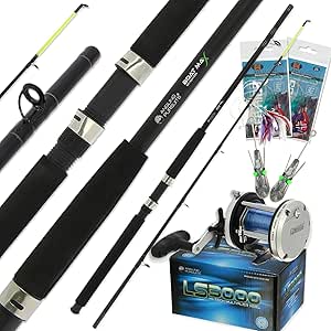 Sea Fishing Boat Rod & Multiplier Reel Pre Loaded 25lb Line Set Up With ...
