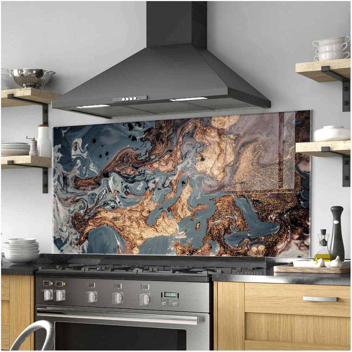 Amazon.com: Tempered Glass Kitchen Backsplash, Stove Back Cover, Stove ...