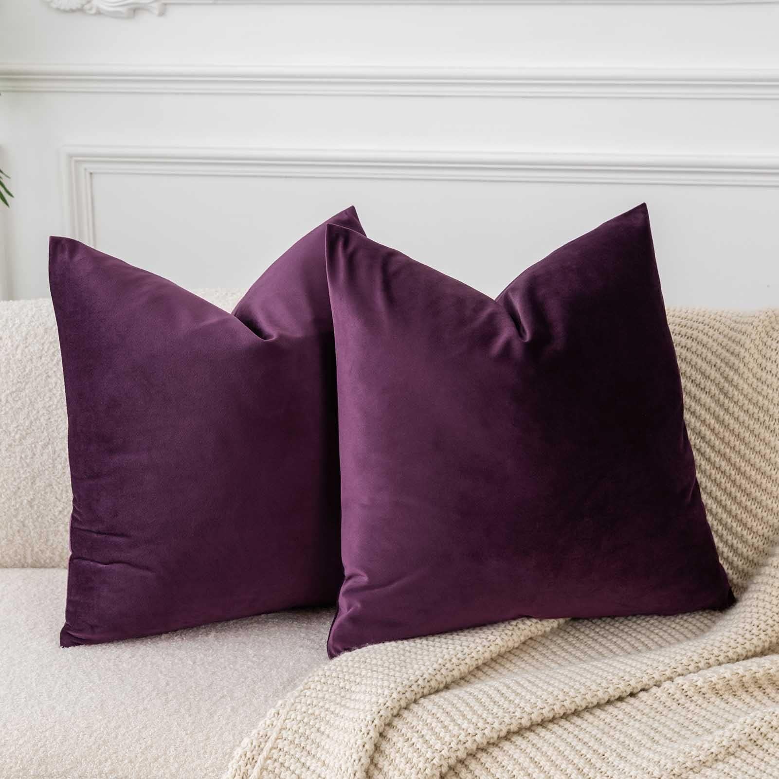 Amazon.com: JIAHANNHA Velvet Purple Throw Pillow Covers Pack of 2 ...