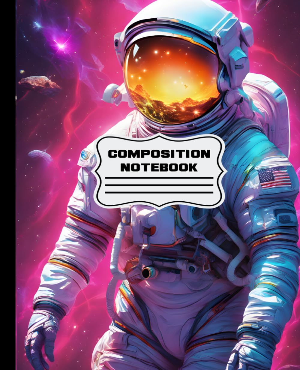 Composition Notebook: Astronaut in Neon Space - 7.5 x 9.25 wide ruled ...