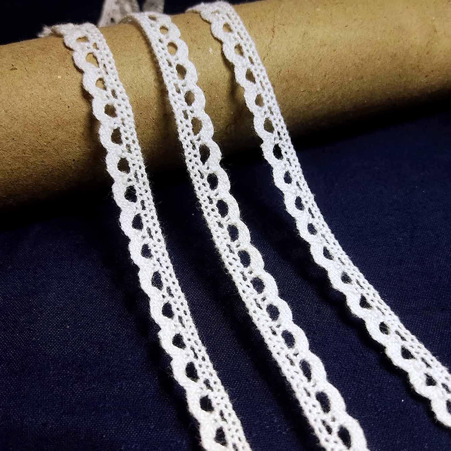 LACE STYLES 12 MM (1/2" INCH) White GPO Cotton LACE and Borders for ...