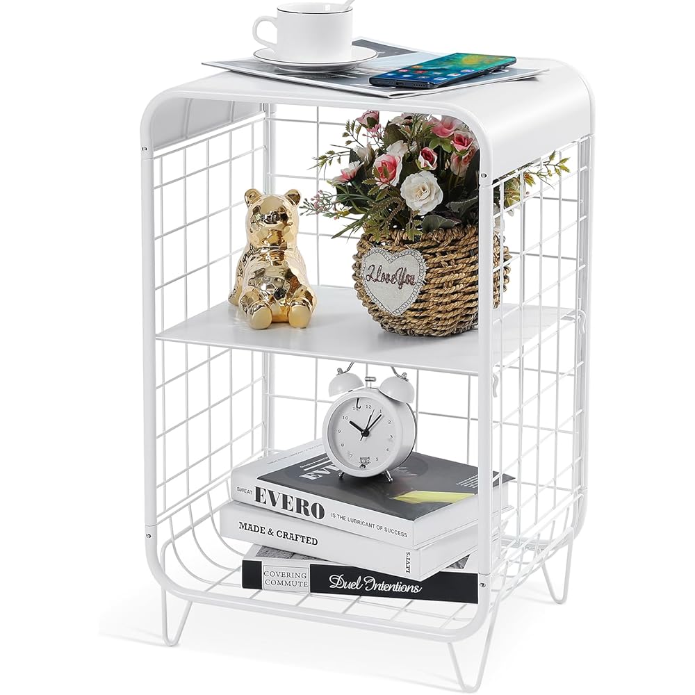 $9/mo - Finance APEXCHASER Cute Nightstand,Metal Side Table,3 Tier End ...