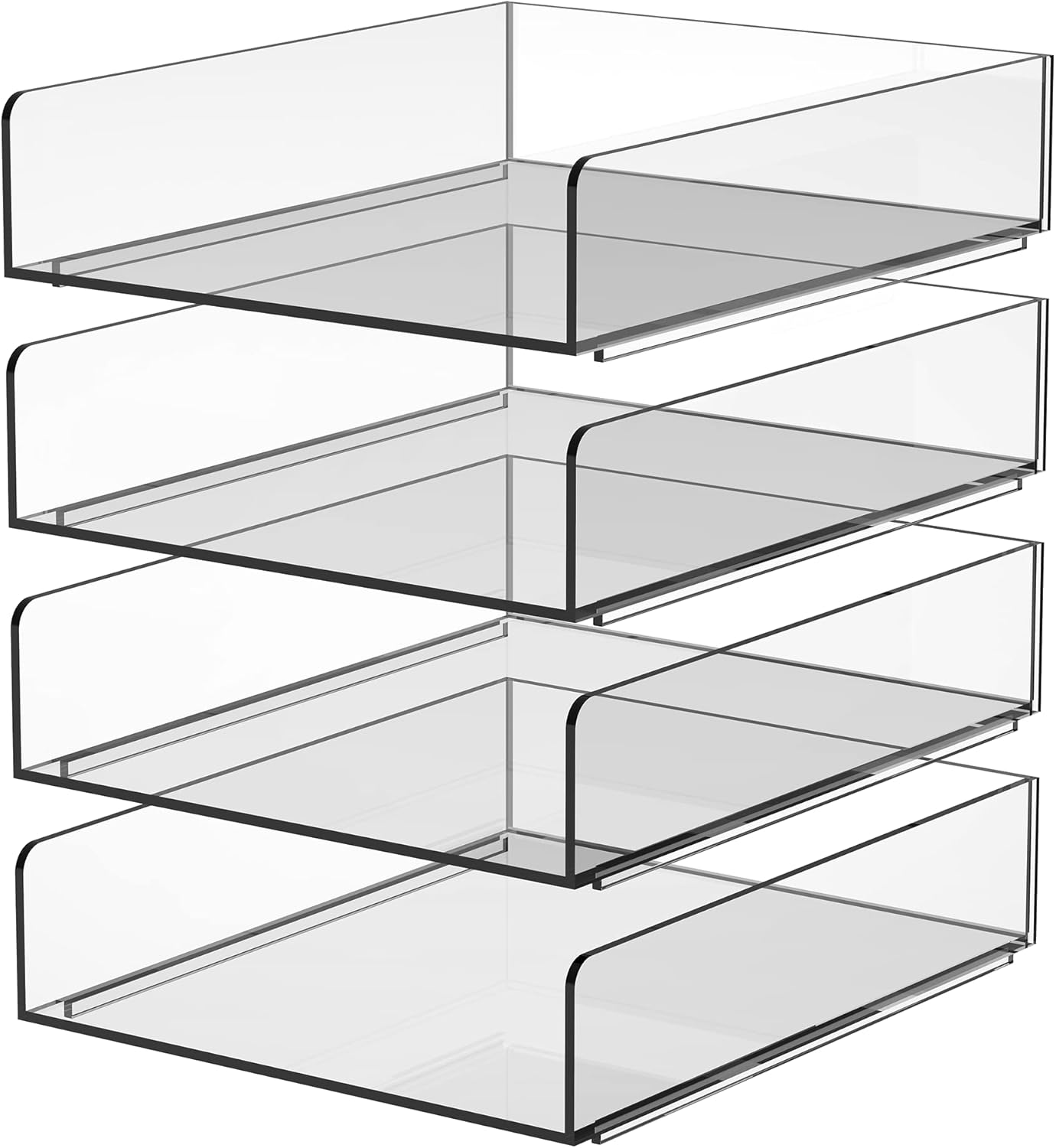 Buy TONICE 4 Tier Clear Acrylic Stackable File Tray Office Desktop File ...
