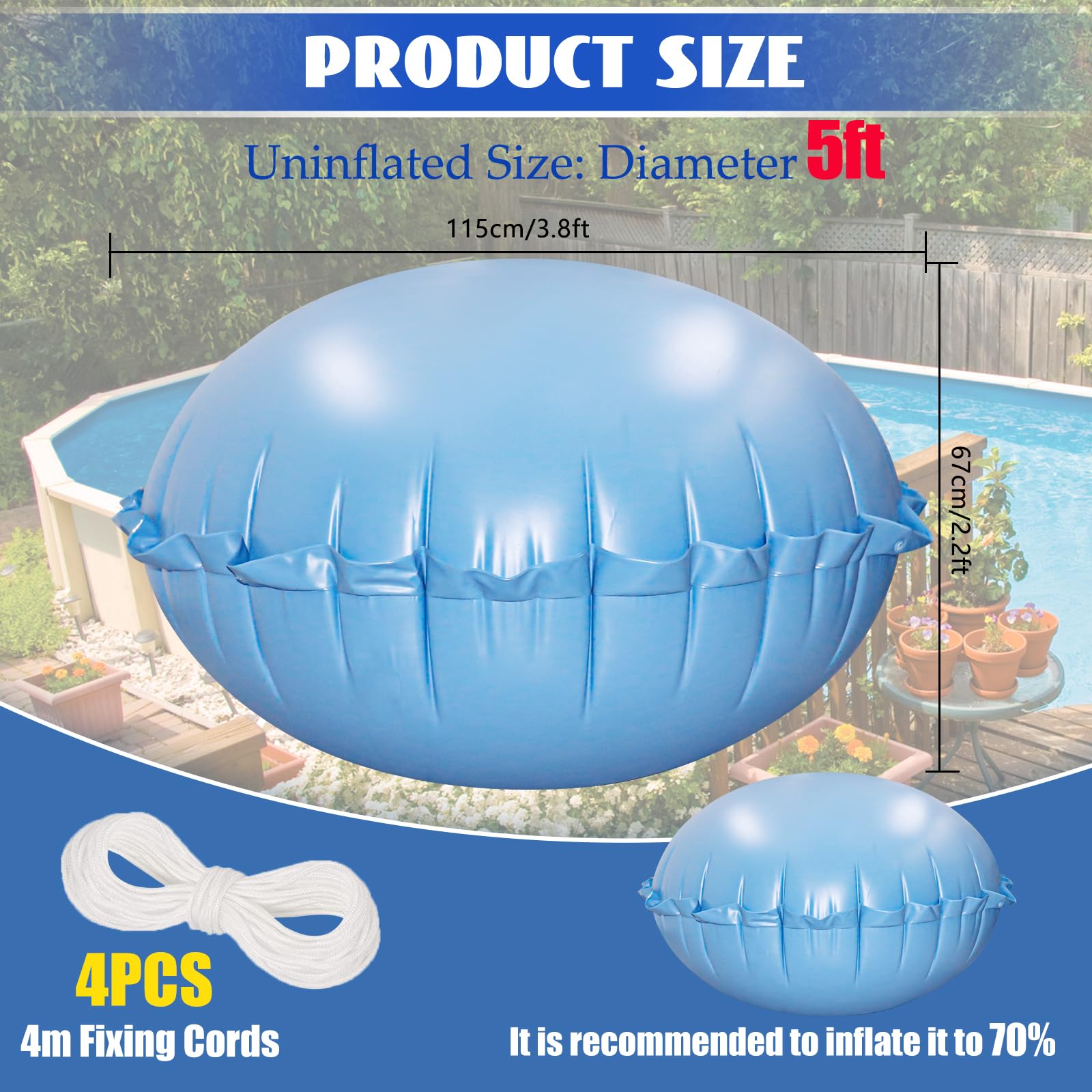 Snapklik.com : 5ft Dia Pool Pillows, Pool Air Pillow, Inflatable Pool ...