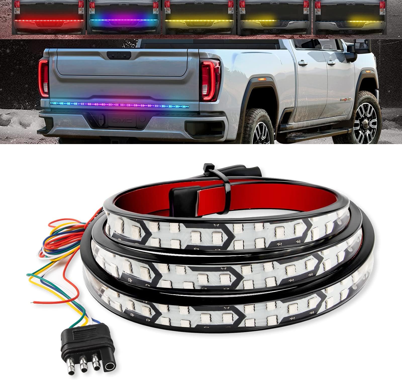 Amazon.com: RGB Truck Tailgate Light Bar 60In, Arrow Running Lights ...