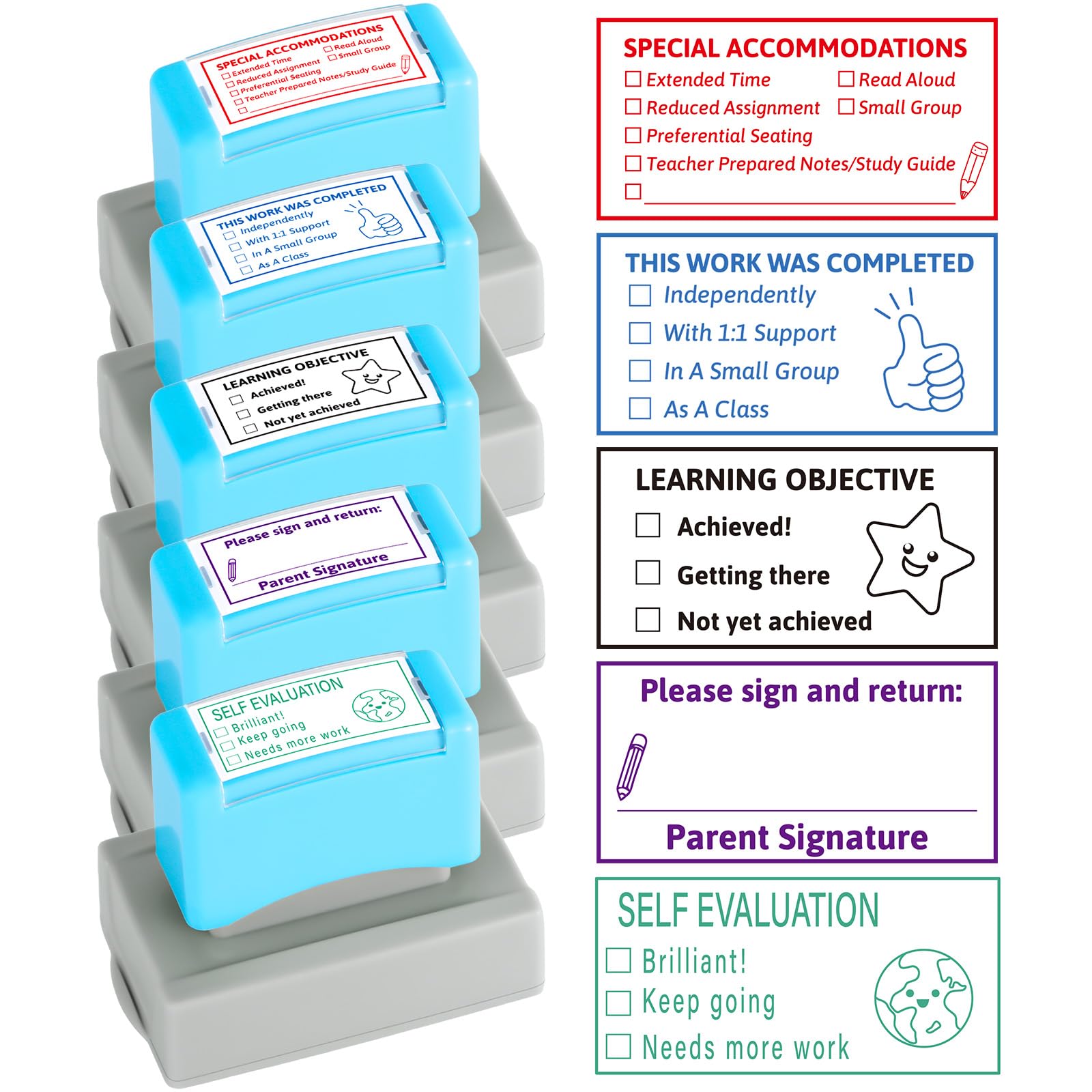 Snapklik.com : 5PCS Teacher Stamps For Classroom Self-inking ...