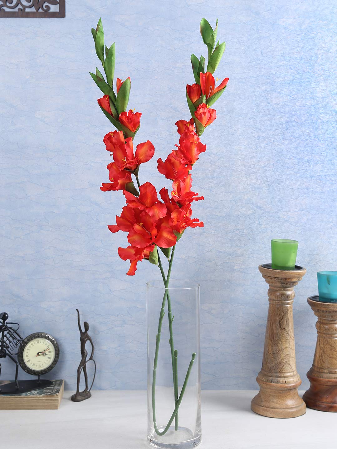Fourwalls Artificial Decorative Glady Flower Stems (110 cm Tall, Red ...