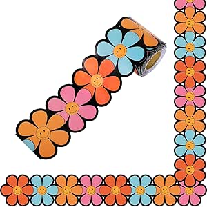 Amazon.com: Whaline 32.8Ft Groovy Smile Daisy Flower Bulletin Board ...
