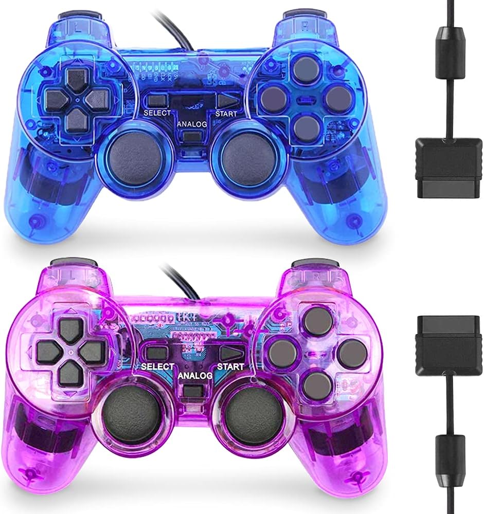 Amazon.com: Wired Controller for PS2 Double Shock, 2 Pack Gamepad ...