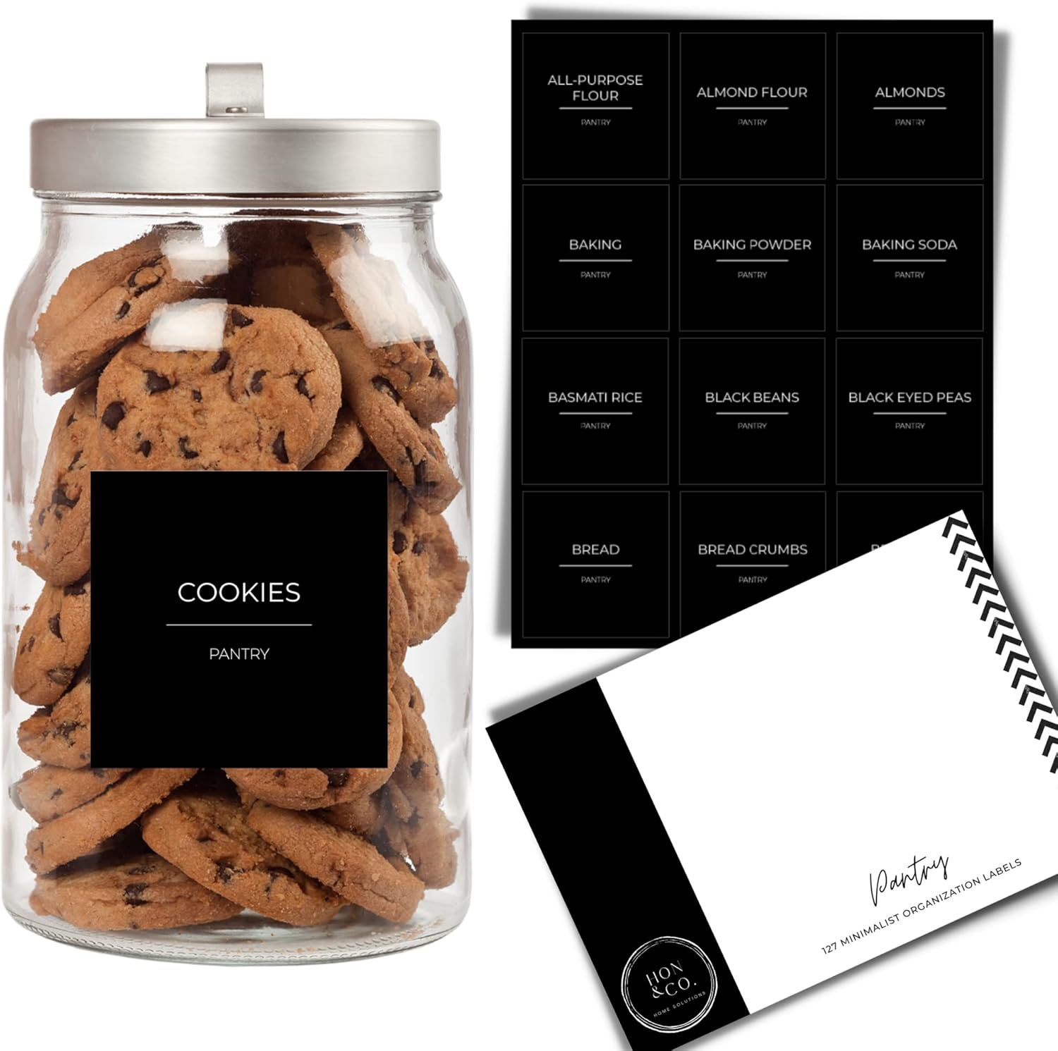 Amazon.com: 127 Kitchen Pantry Labels for Food Containers | Black ...