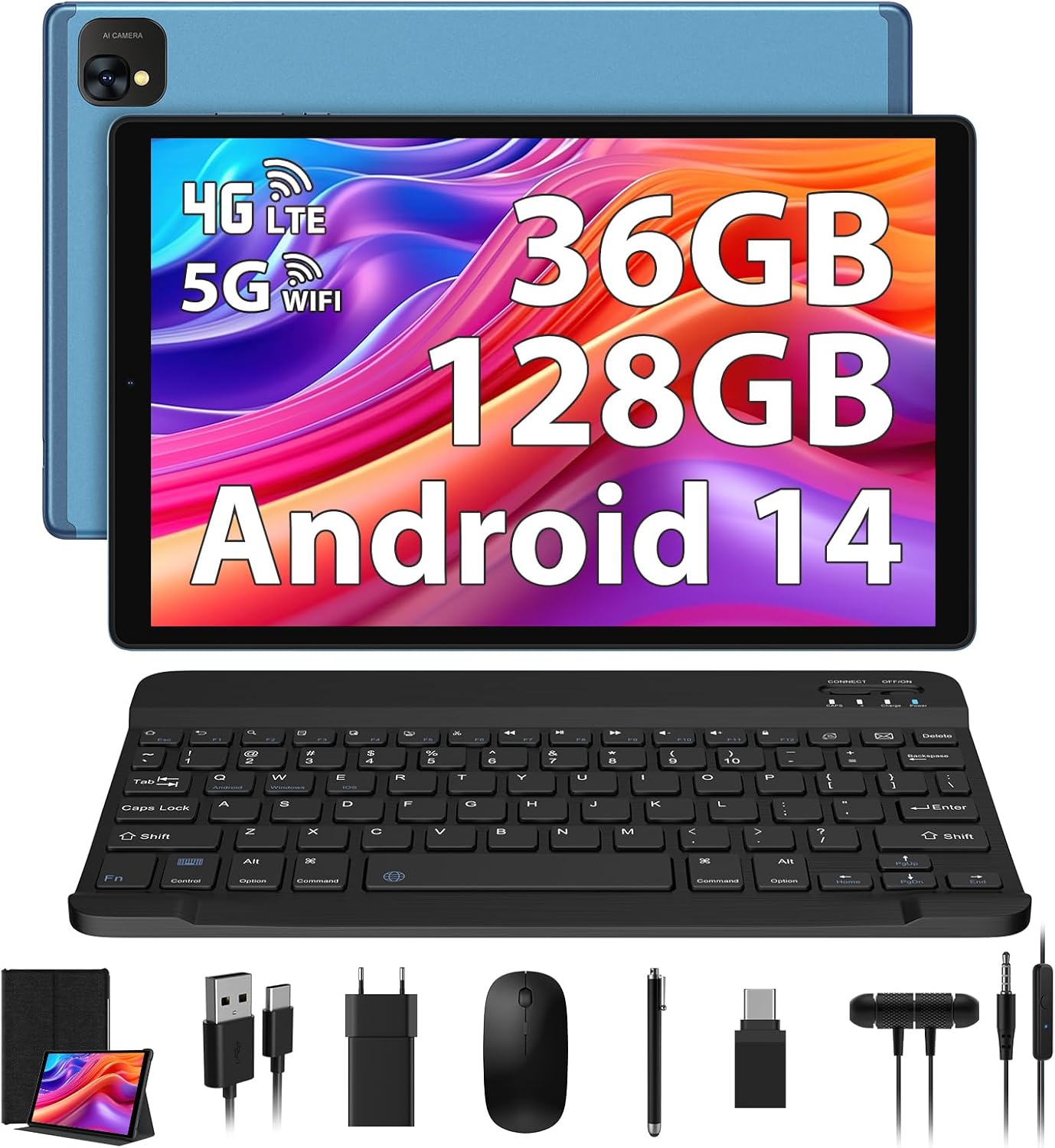 PIXPEAK Tablette 10 Pouces 4G LTE et 5G WiFi, Android 15.0 Octa-Core 2 ...