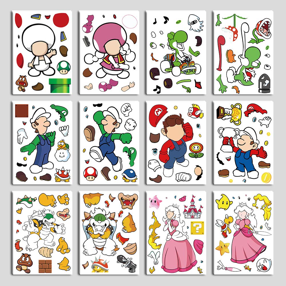 Super Mario Sticker for Kids Birthday Party Game – Mario Brother Party ...