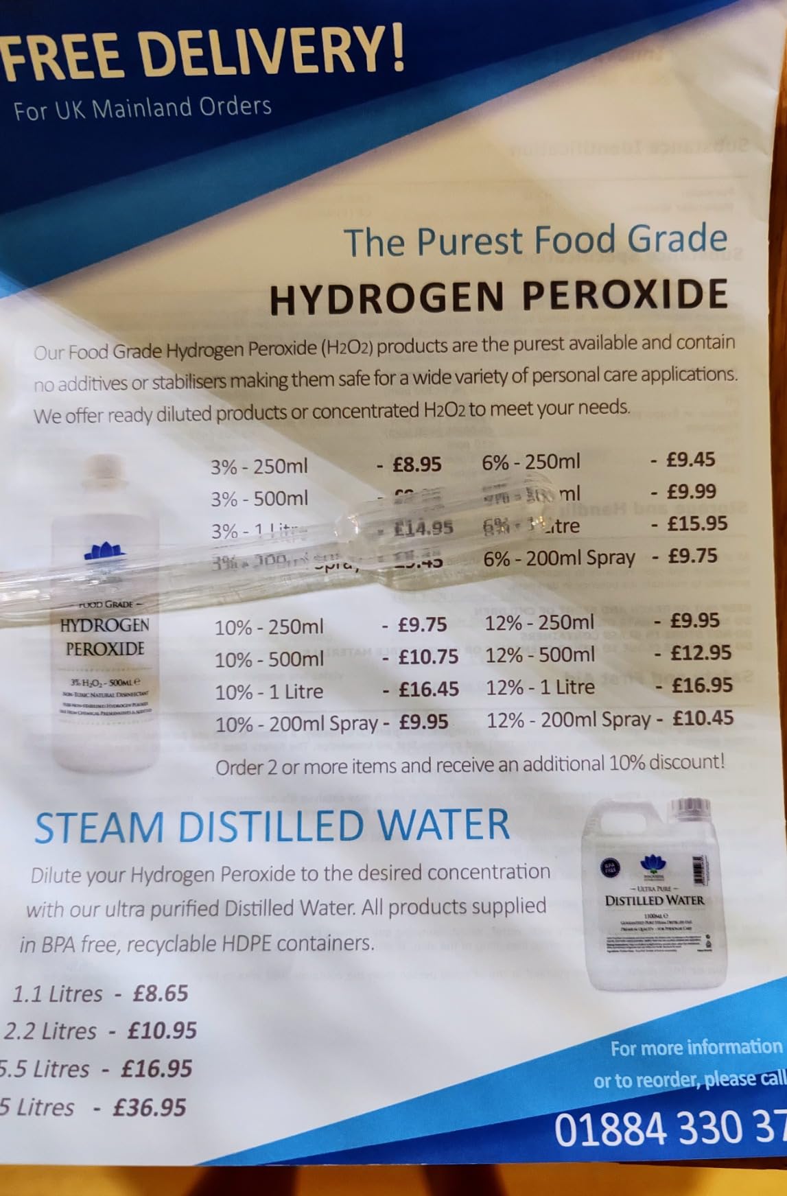 Food Grade Hydrogen Peroxide - Purest Grade 6% - 500ml - Unstabilized ...