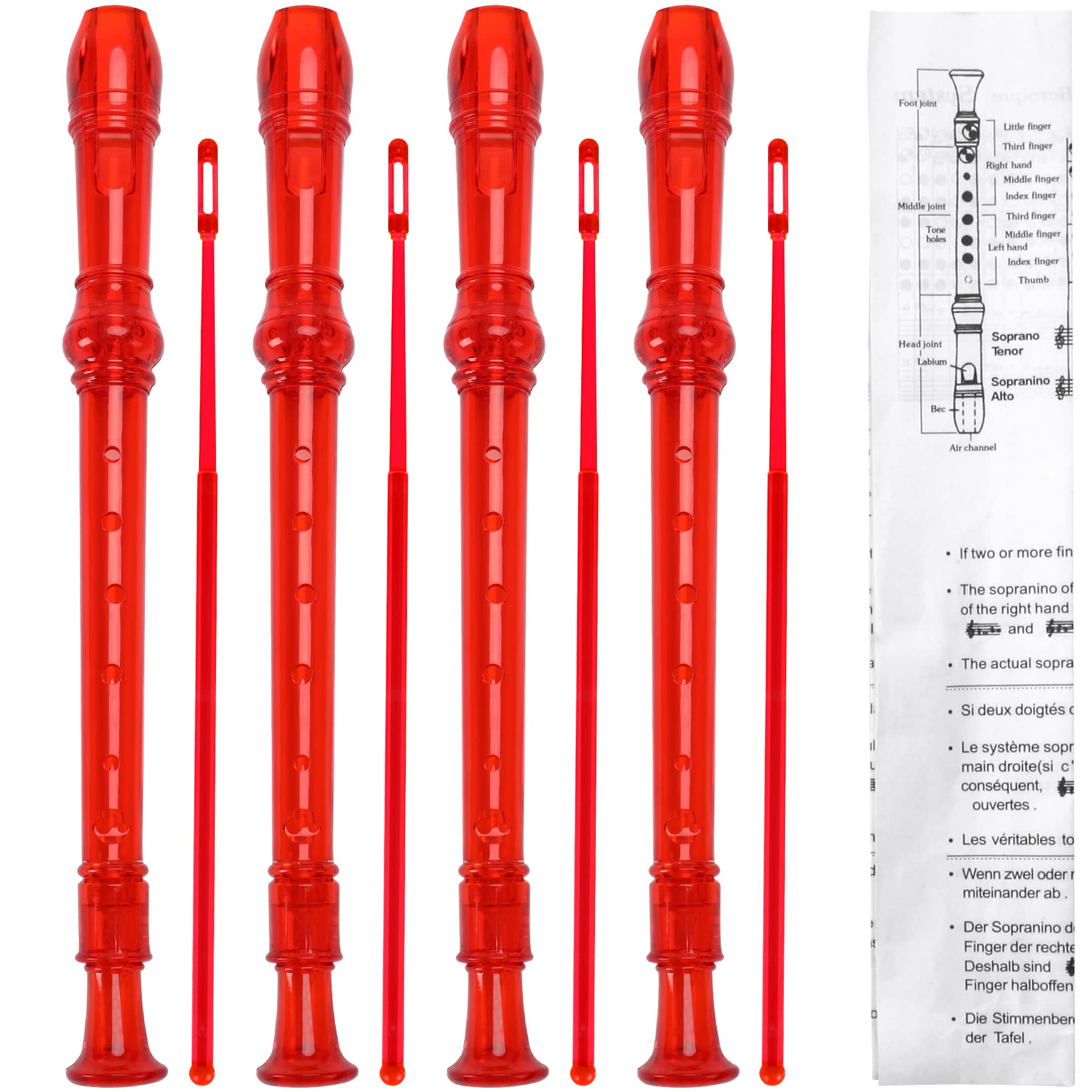 Amazon.com: SANNIX 4 Pack 8 Hole Plastic Soprano Descant Recorder With ...