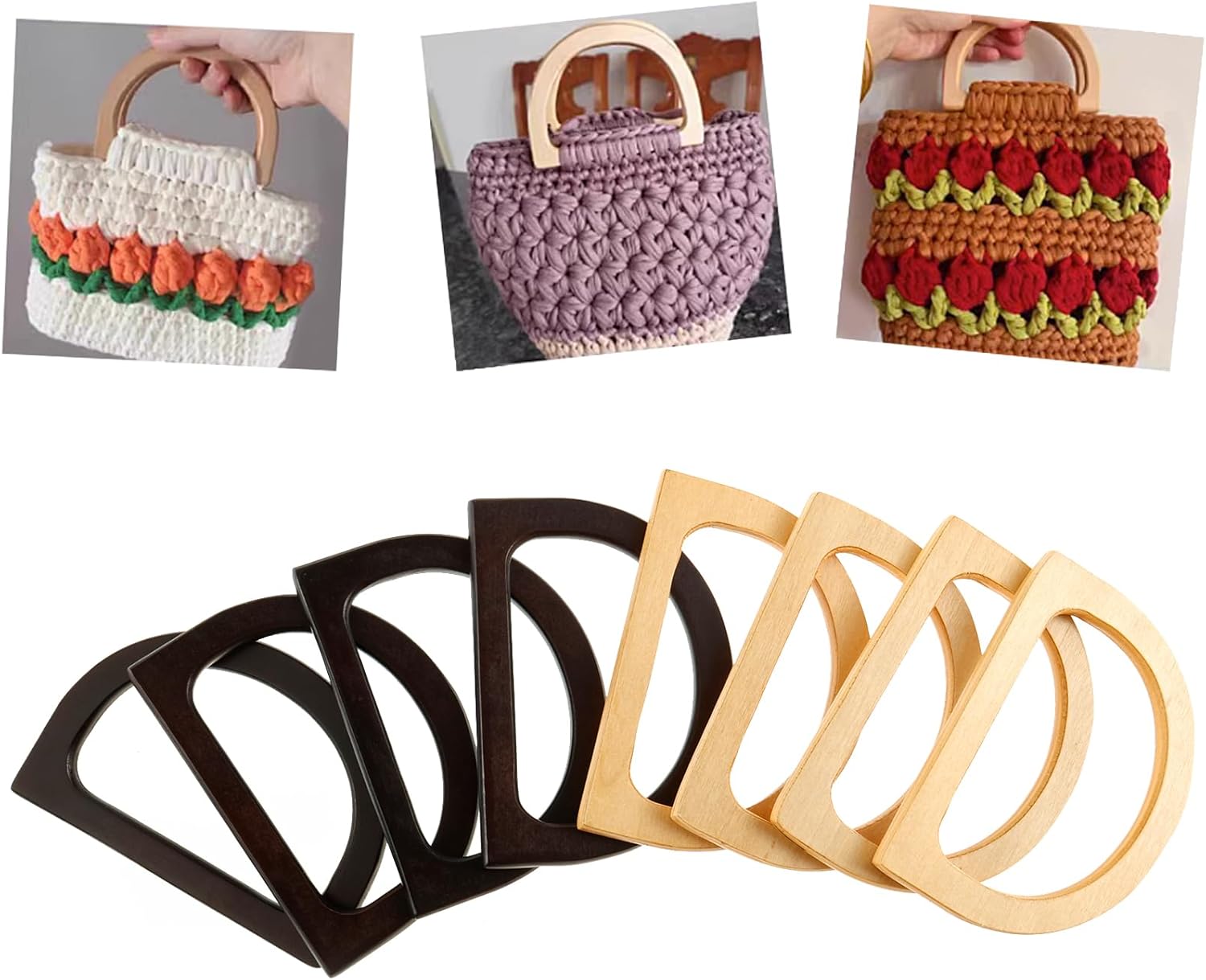 Littleduckling 8Pcs Wooden Purse Handles D Shape Wooden Bag Handle ...