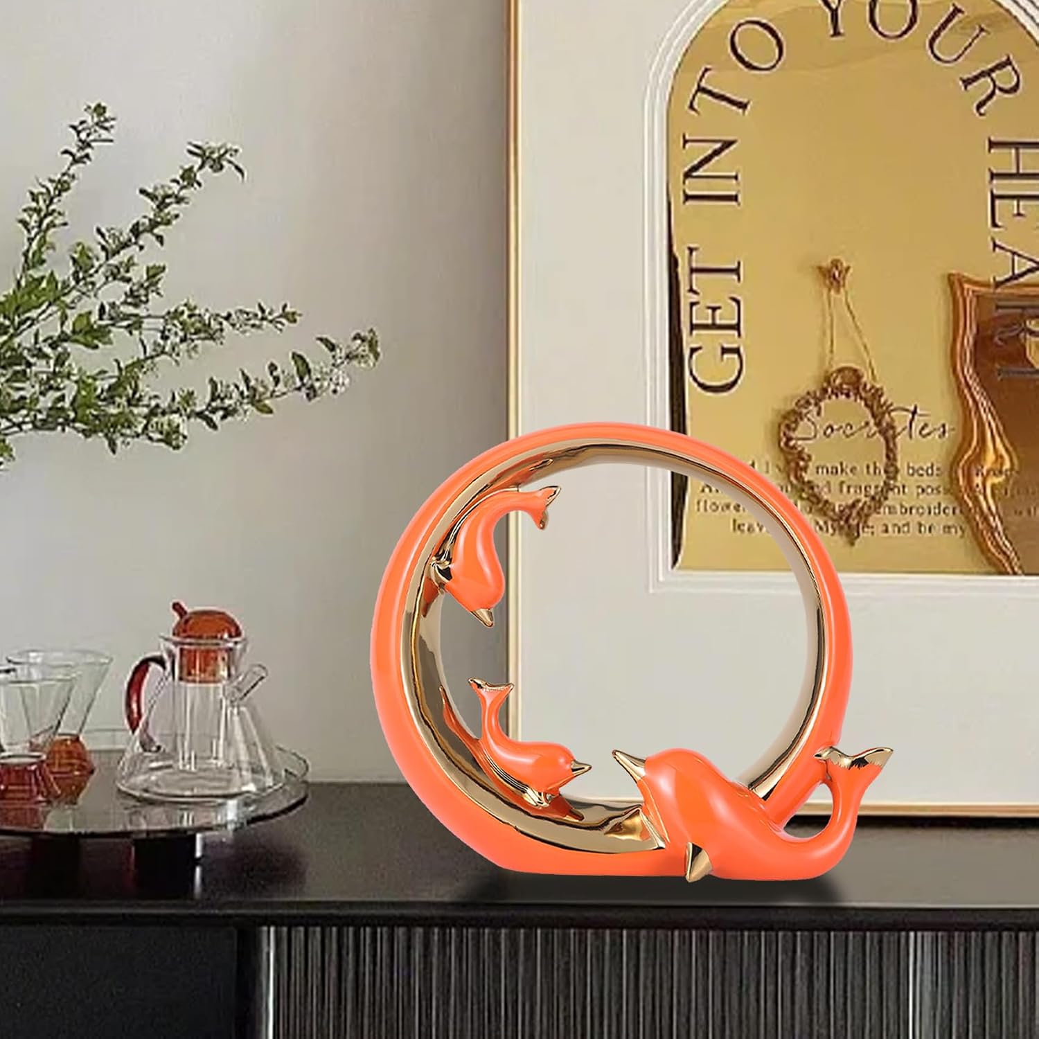 Amazon.com: YUNSHID Elegant Orange Gold Dolphin Decor Statue- Modern ...