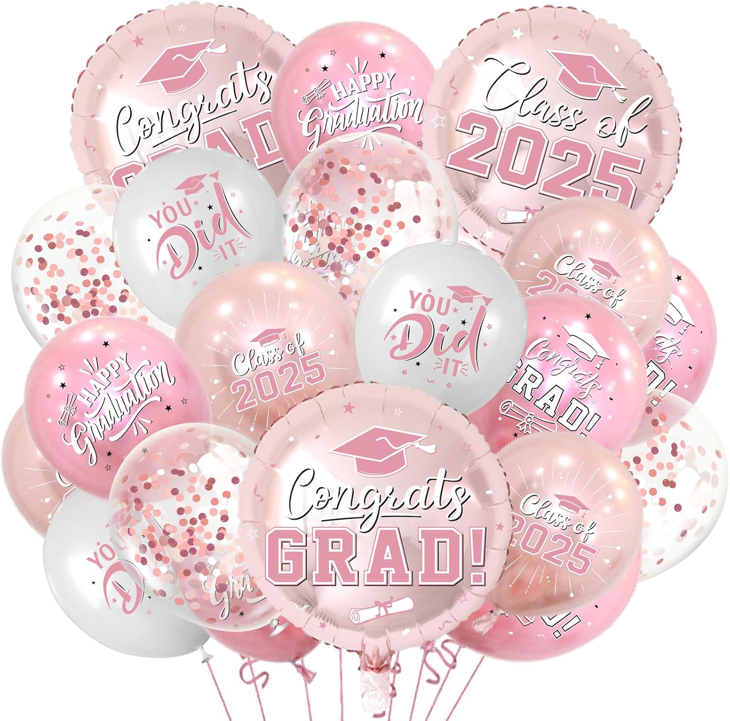 Amazon.com: Pink and Rose Gold Graduation Balloons Graduation ...